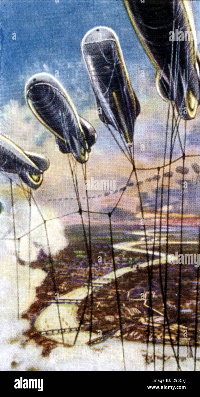 Barrage balloons in world war ii london High Resolution Stock ...