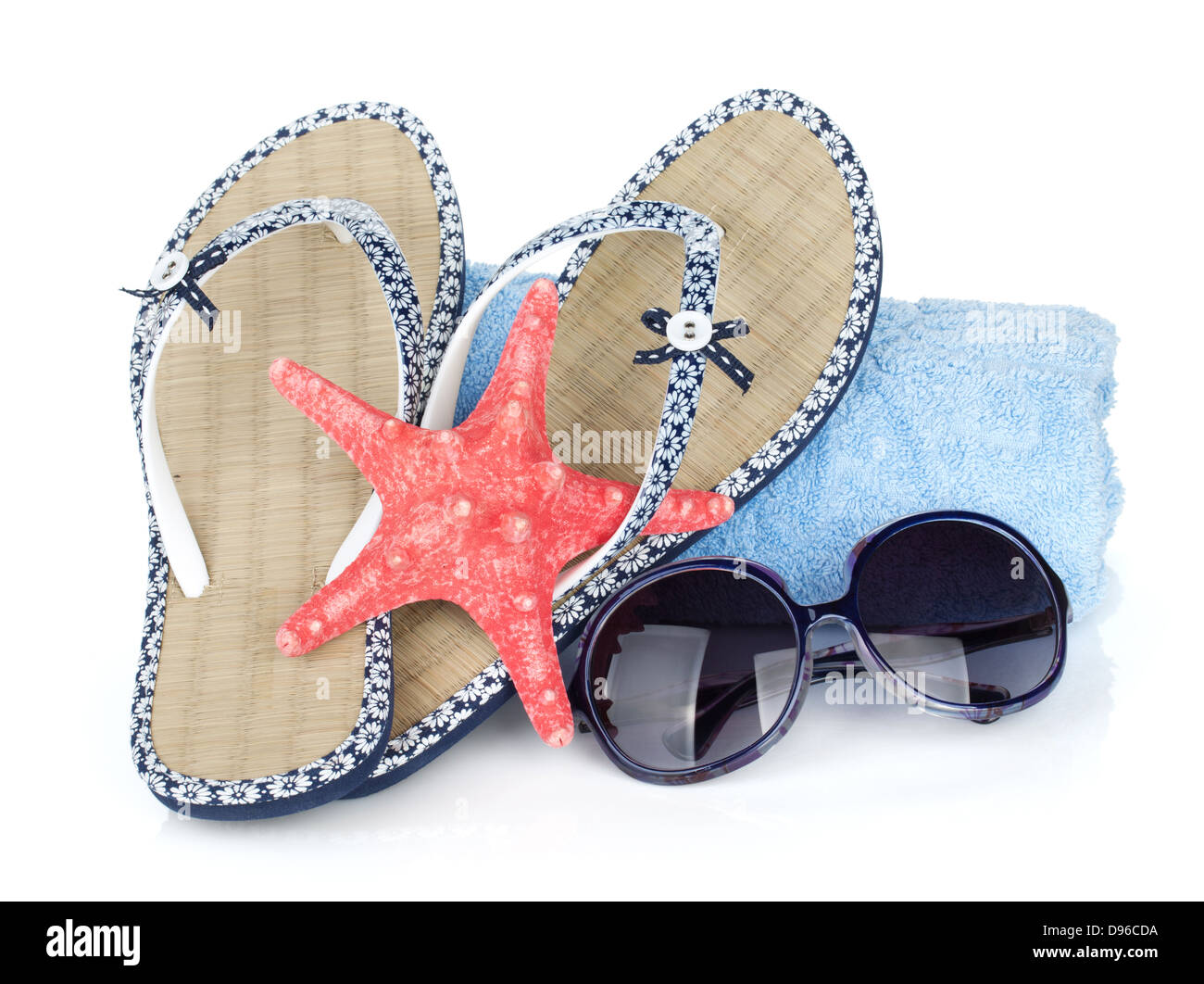 Beach items. Isolated on white background Stock Photo - Alamy