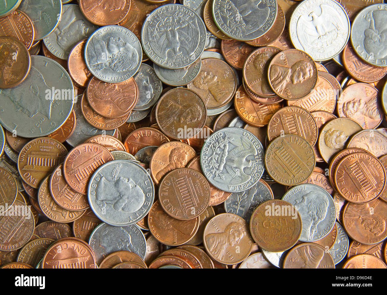 Huge pile of the US coins Stock Photo - Alamy