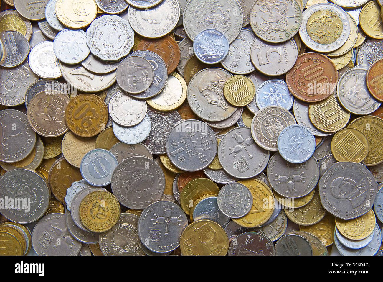 Collection of the old circulated coins Stock Photo - Alamy