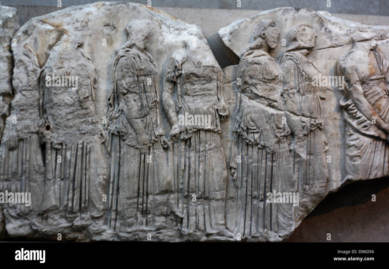 Detail from the Parthenon Frieze. Greek marble sculpture, made between ...