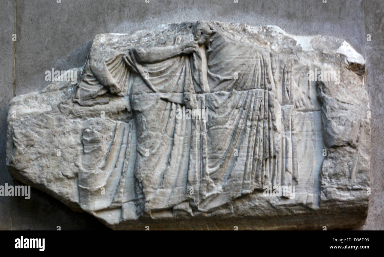 Detail from the Parthenon Frieze. Greek marble sculpture, made between ...