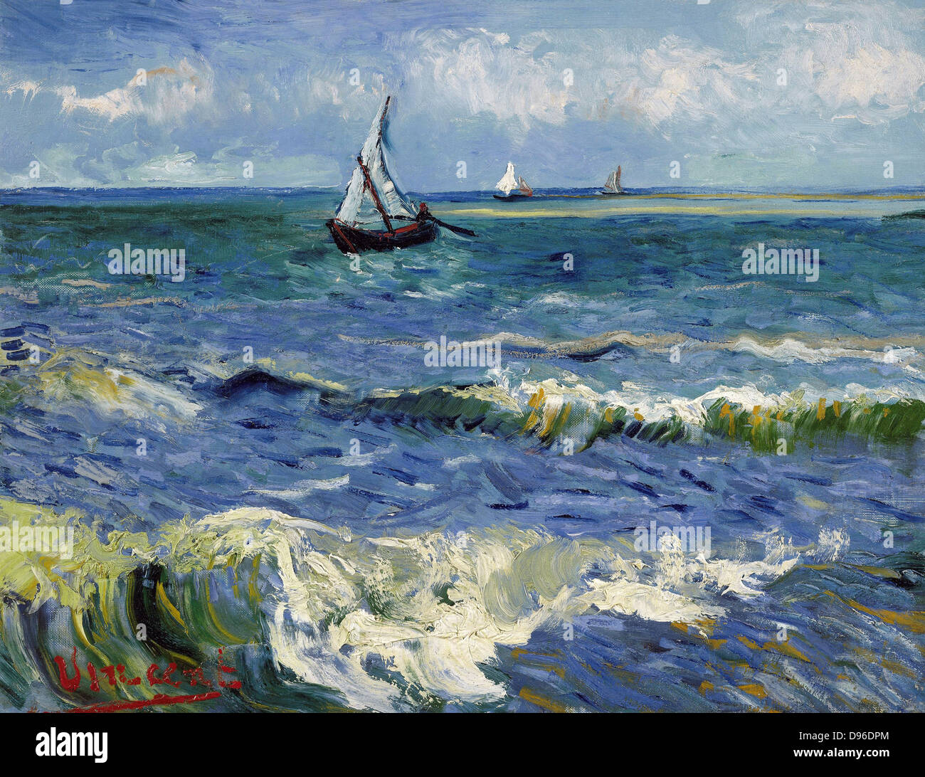 Painting of seascape near les saintes maries de la mer hi-res stock ...
