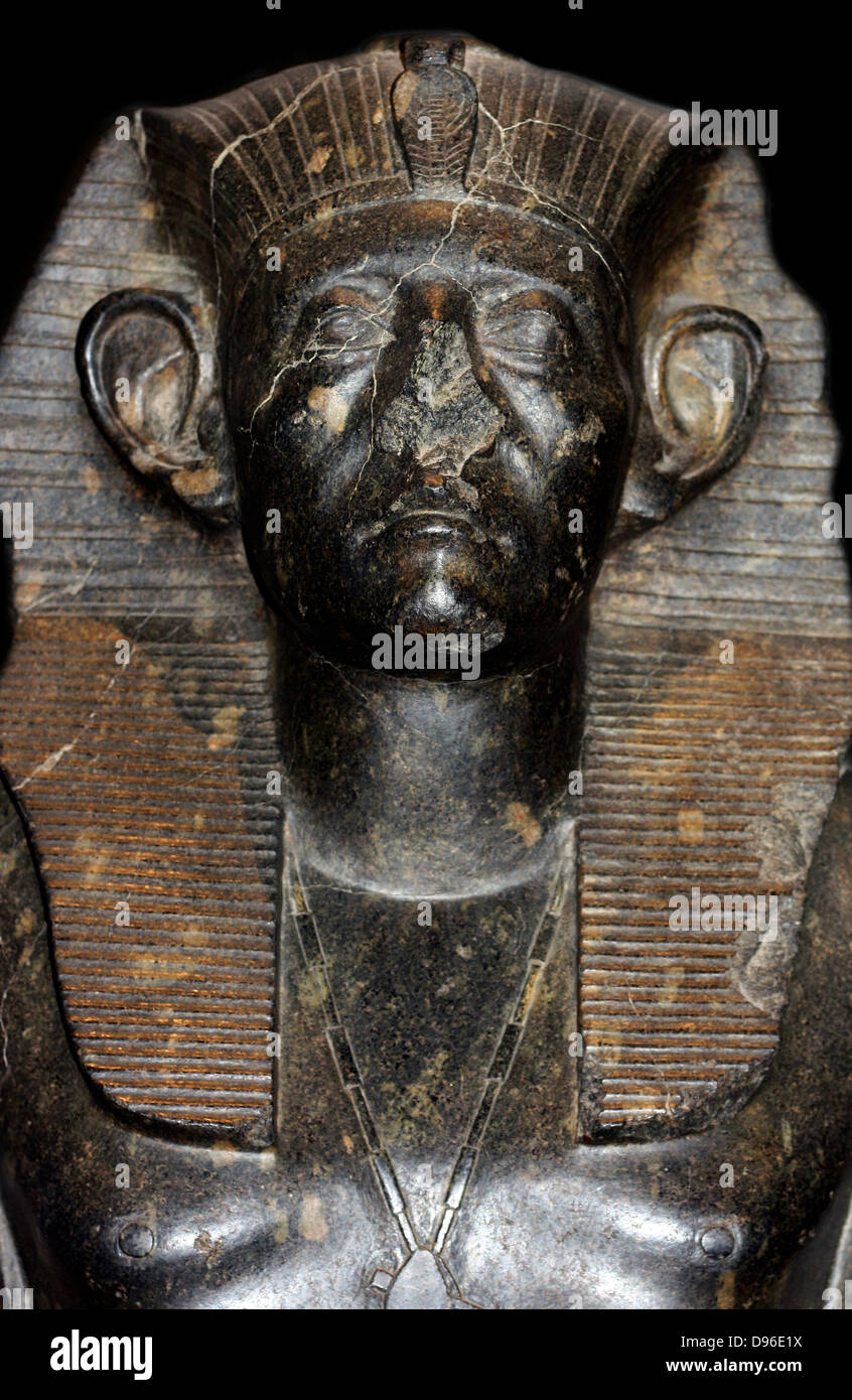 Black granite statue of King Sesostris III, 12th Dynasty (approx. 1850 ...