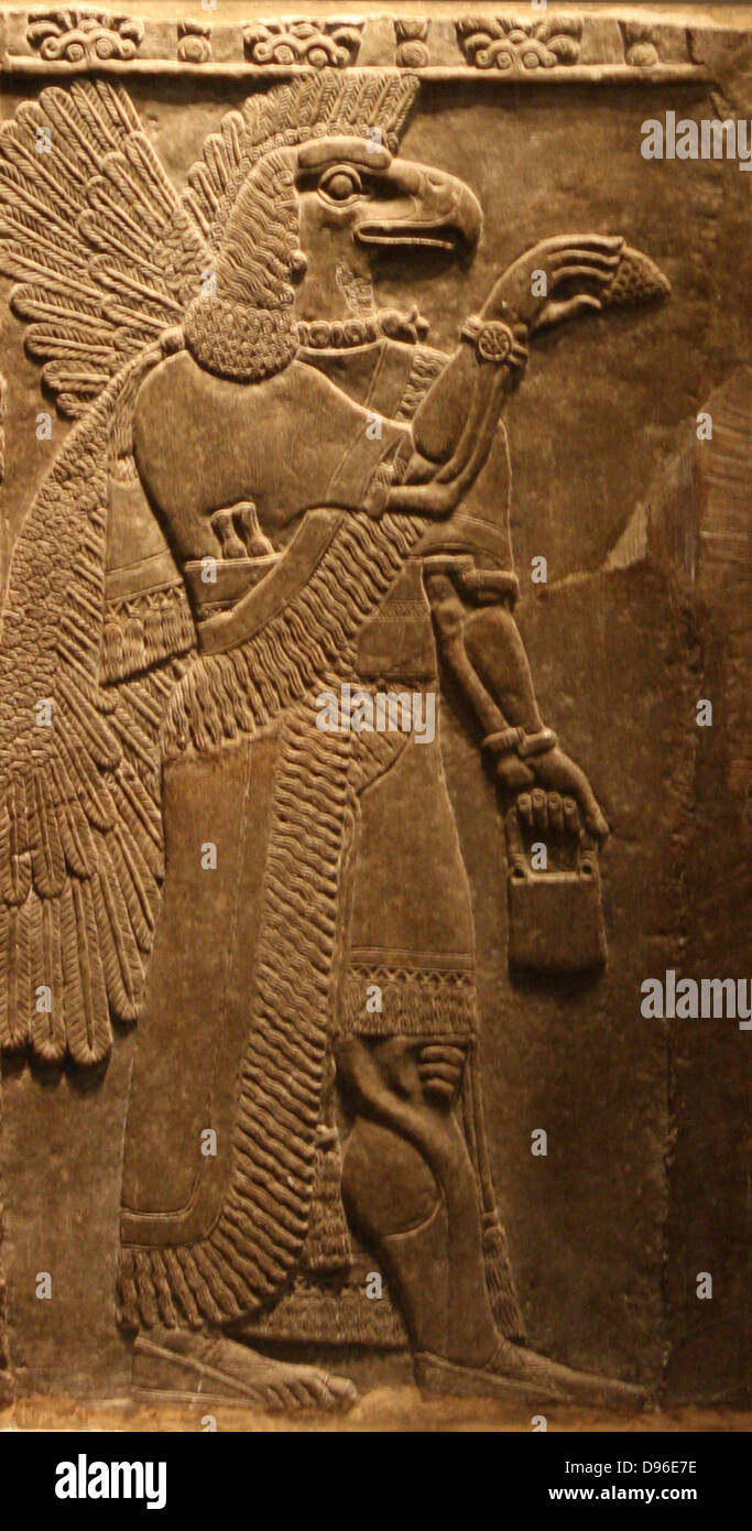 Assyrian gateways. Relief of protective Eagle-headed spirit. circa 900 ...
