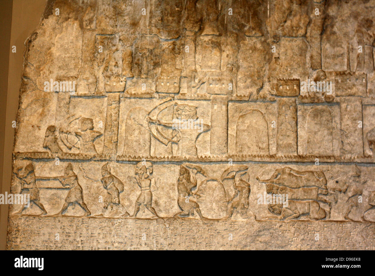 Assyrian relief. from Nimrud. Circa 8th century BC. Showing palace ...