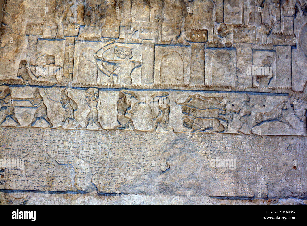 Assyrian relief. from Nimrud. Circa 8th century BC. Showing palace ...