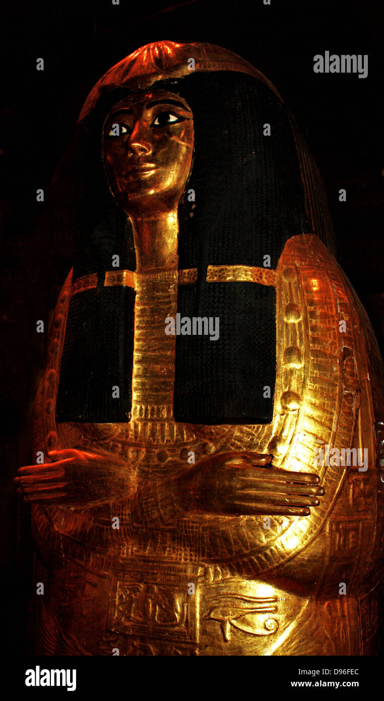 Gold gilded outer coffin of Henutmehyt. From the tomb of Henutmehyt ...