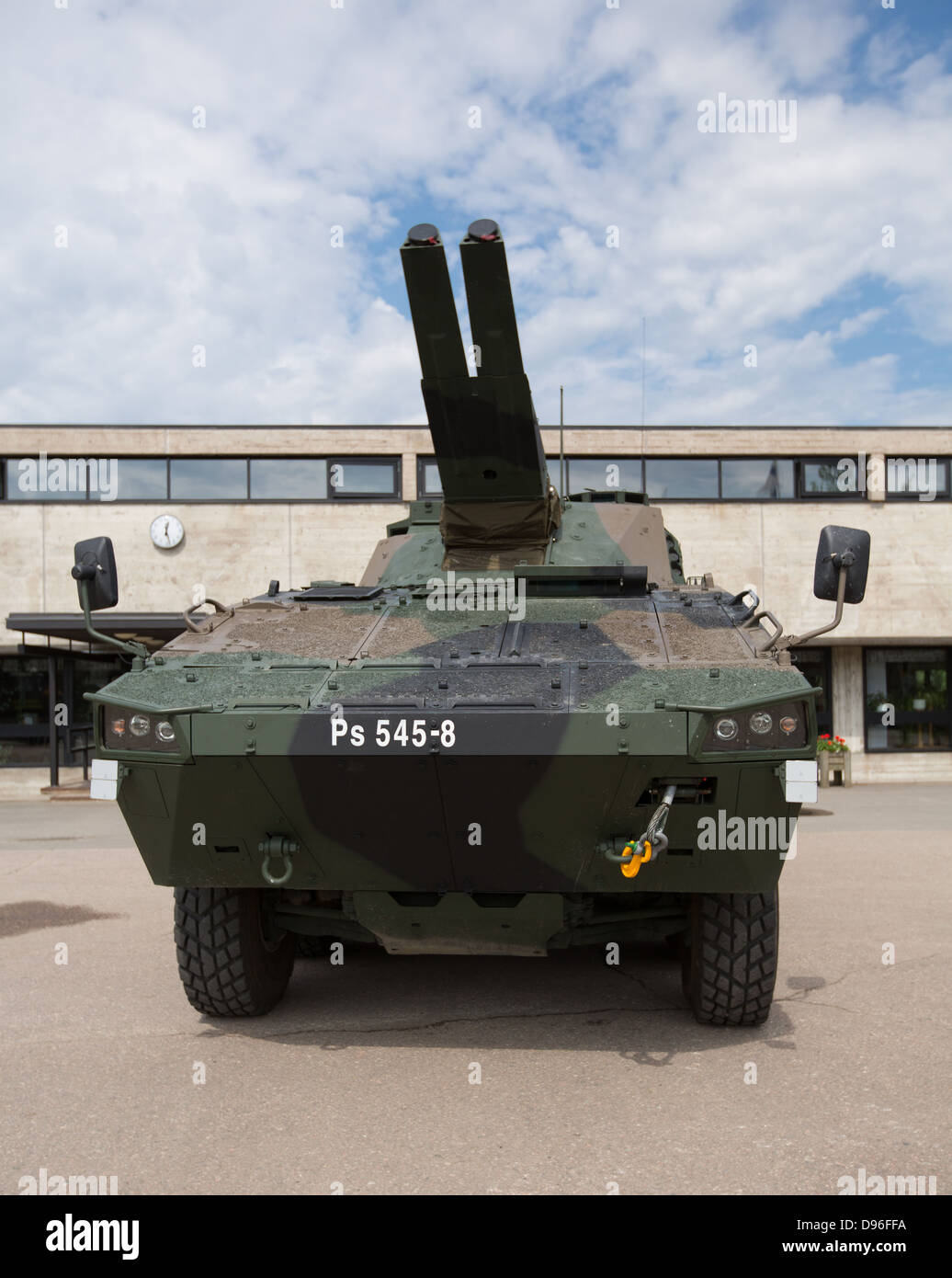 Modern, innovative Patria AMOS heavy mortar vehicle of the Finnish Army ...
