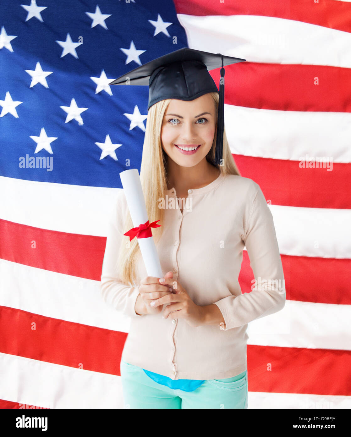 student in graduation cap with certificate Stock Photo - Alamy