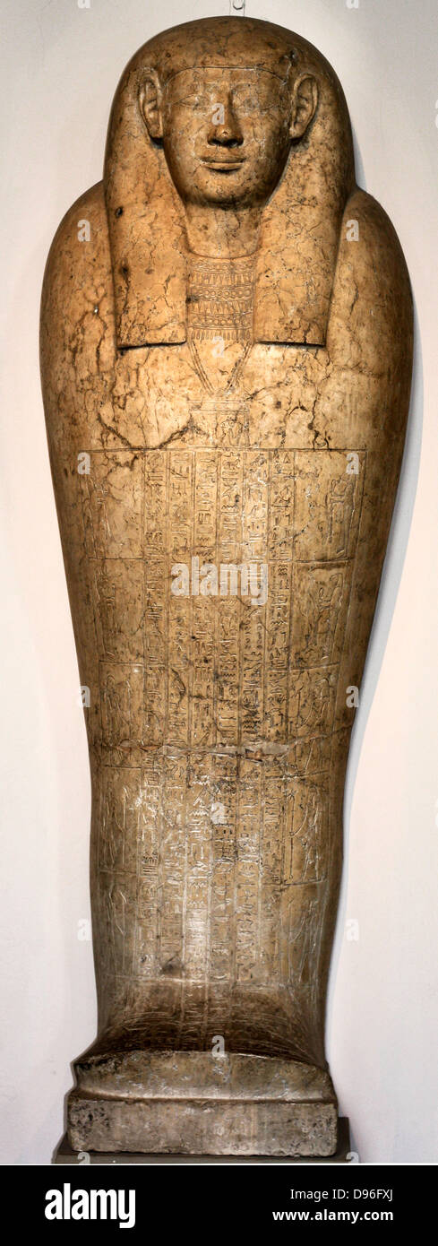 Anthropoid coffin lid of Padihorhephep. Made of Limestone. Ptolemaic ...