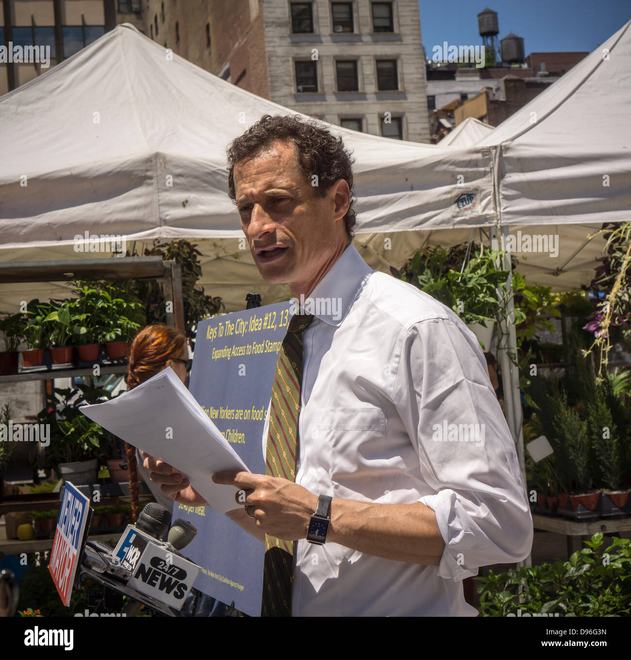 New York, USA. 12th June 2013. New York Mayoral candidate Anthony ...