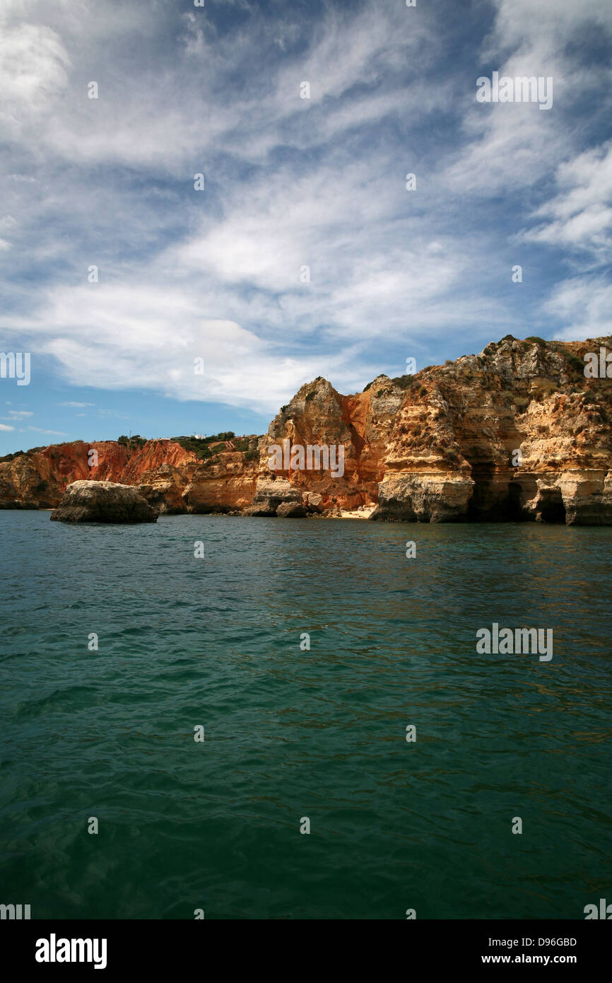 Boat in the Algarve, Lagos caves Stock Photo - Alamy