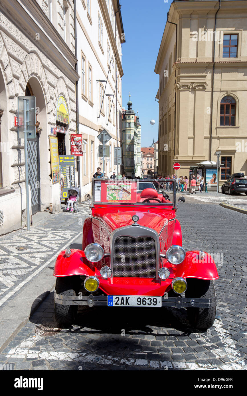 A red tourist car in Prague, Czech Republic, Europe Stock Photo - Alamy