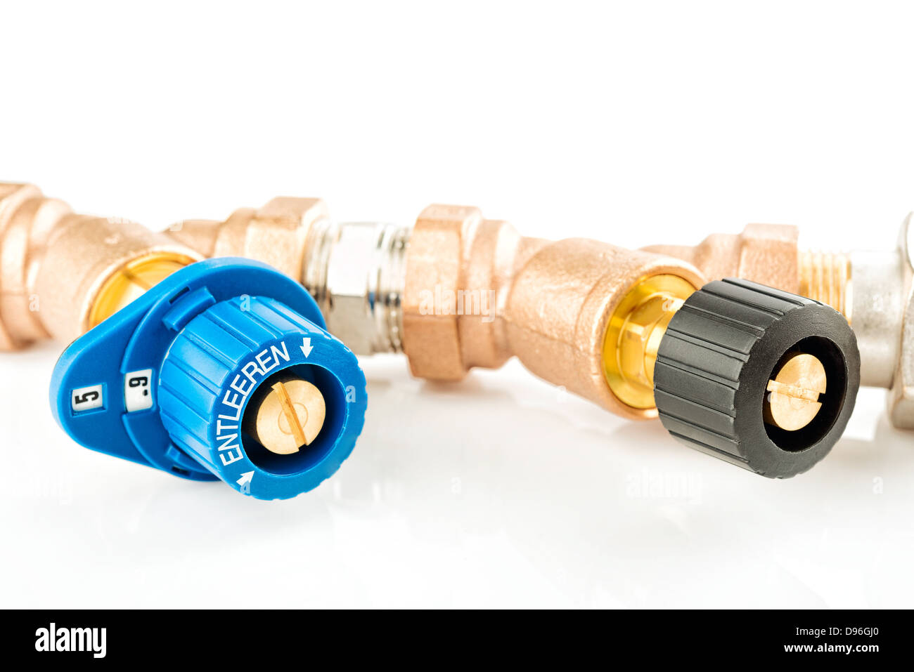 valve of heating system on white background Stock Photo - Alamy