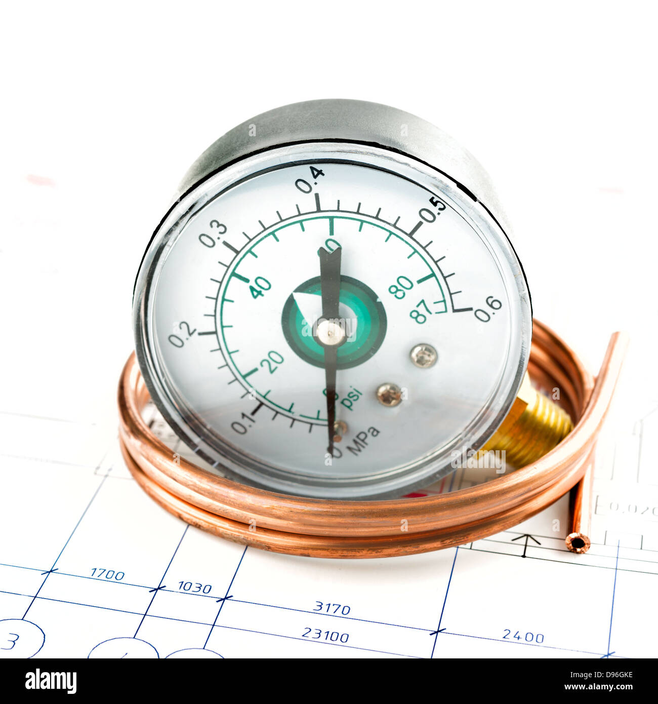 development of pressure measure system. Manometer and pipe Stock Photo ...