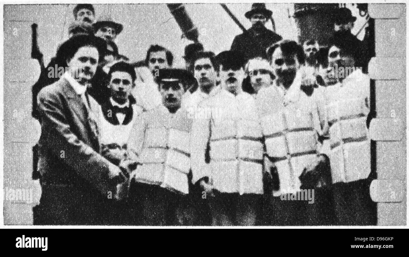 The loss of SS Titanic, 14 April 1912: Members of the ship's crew in ...