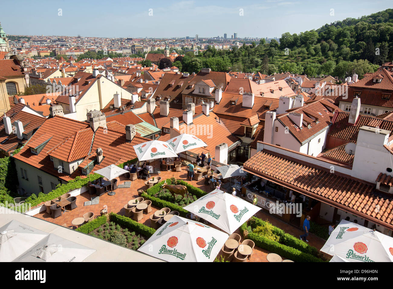 A rooftop restaurant in Prague, Czech Republic, Europe Stock Photo - Alamy