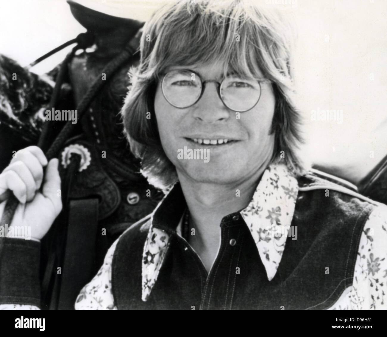JOHN DENVER (1943-1997) Promotional photo of US singer about 1985 Stock ...
