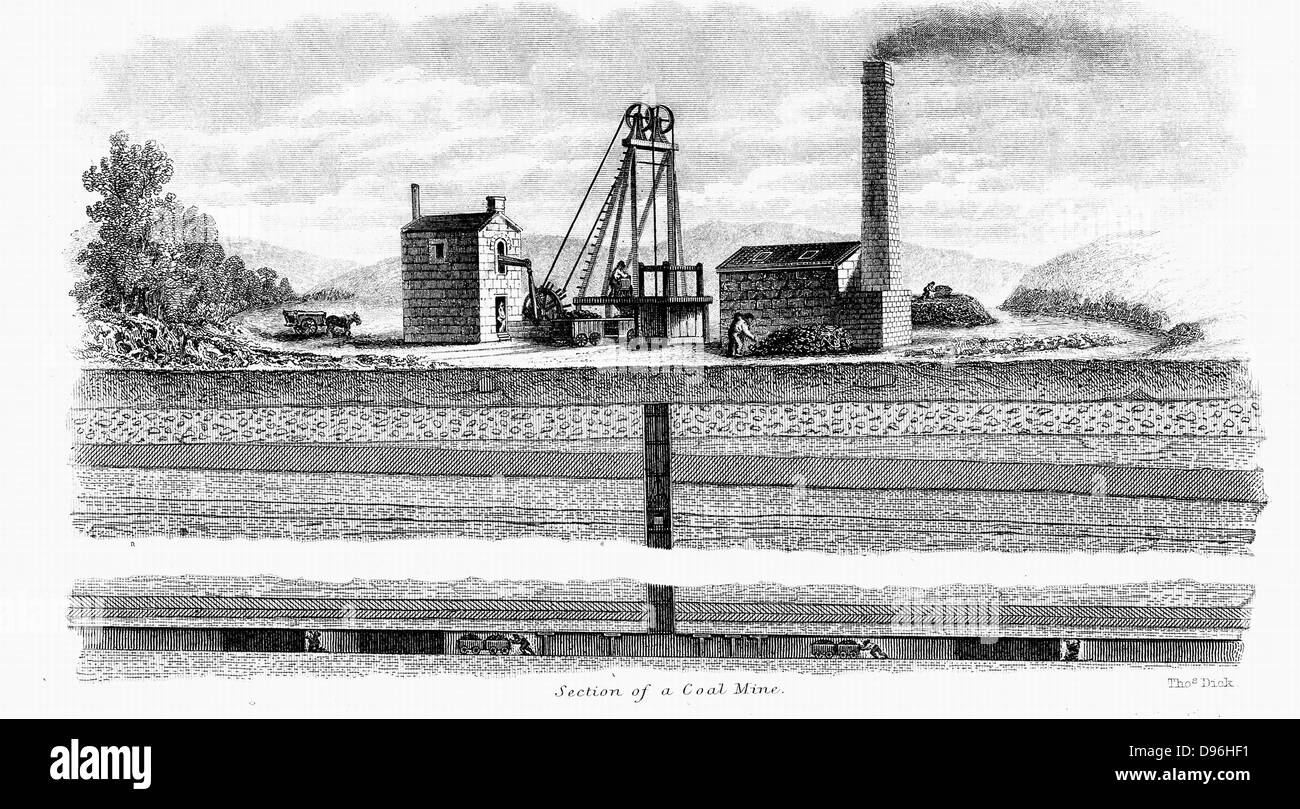 General pit head scene showing engine house for steam engine hi-res ...