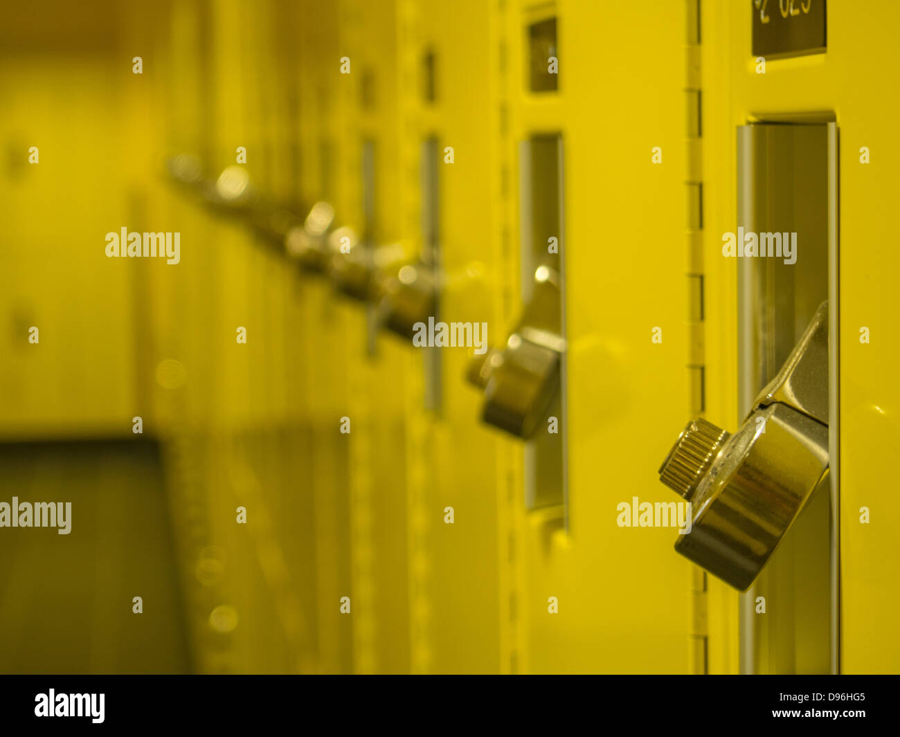 Yellow school lockers locks hi-res stock photography and images - Alamy