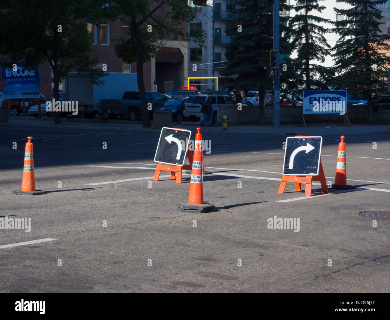 road signs with left turn and right turn arrows Stock Photo - Alamy