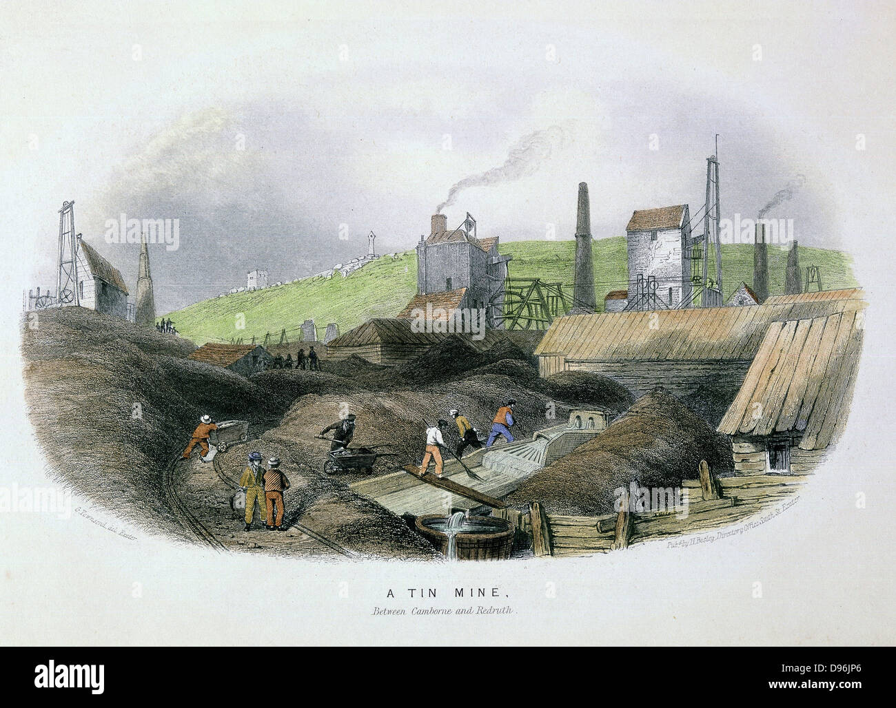Tin mine between Cambourne and Redruth, Cornwall. Washing ore ...