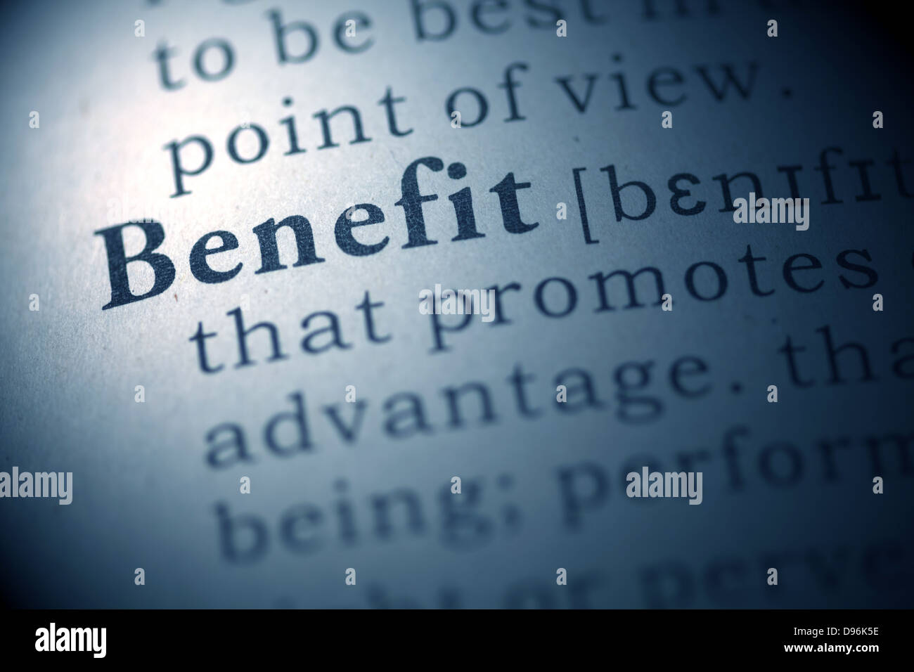 Dictionary definition of the word Benefit Stock Photo - Alamy