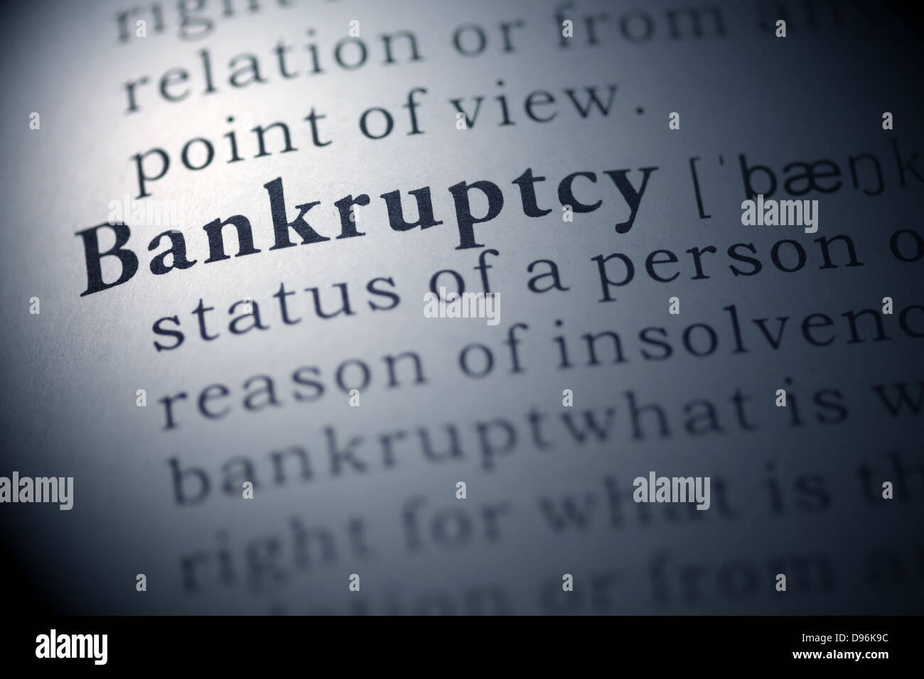 Dictionary definition of the word Bankruptcy Stock Photo - Alamy