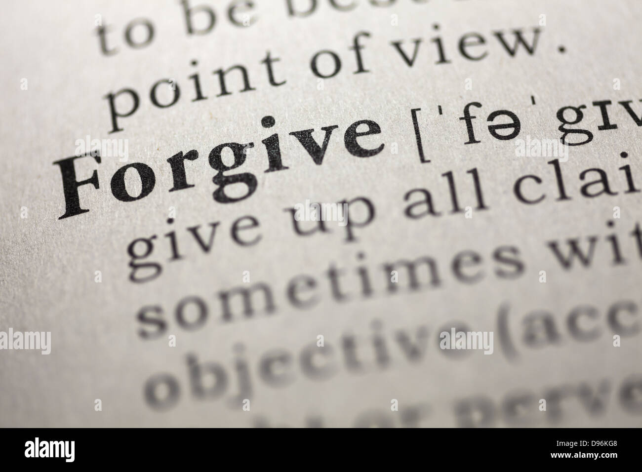 Dictionary definition of the word Forgive Stock Photo - Alamy