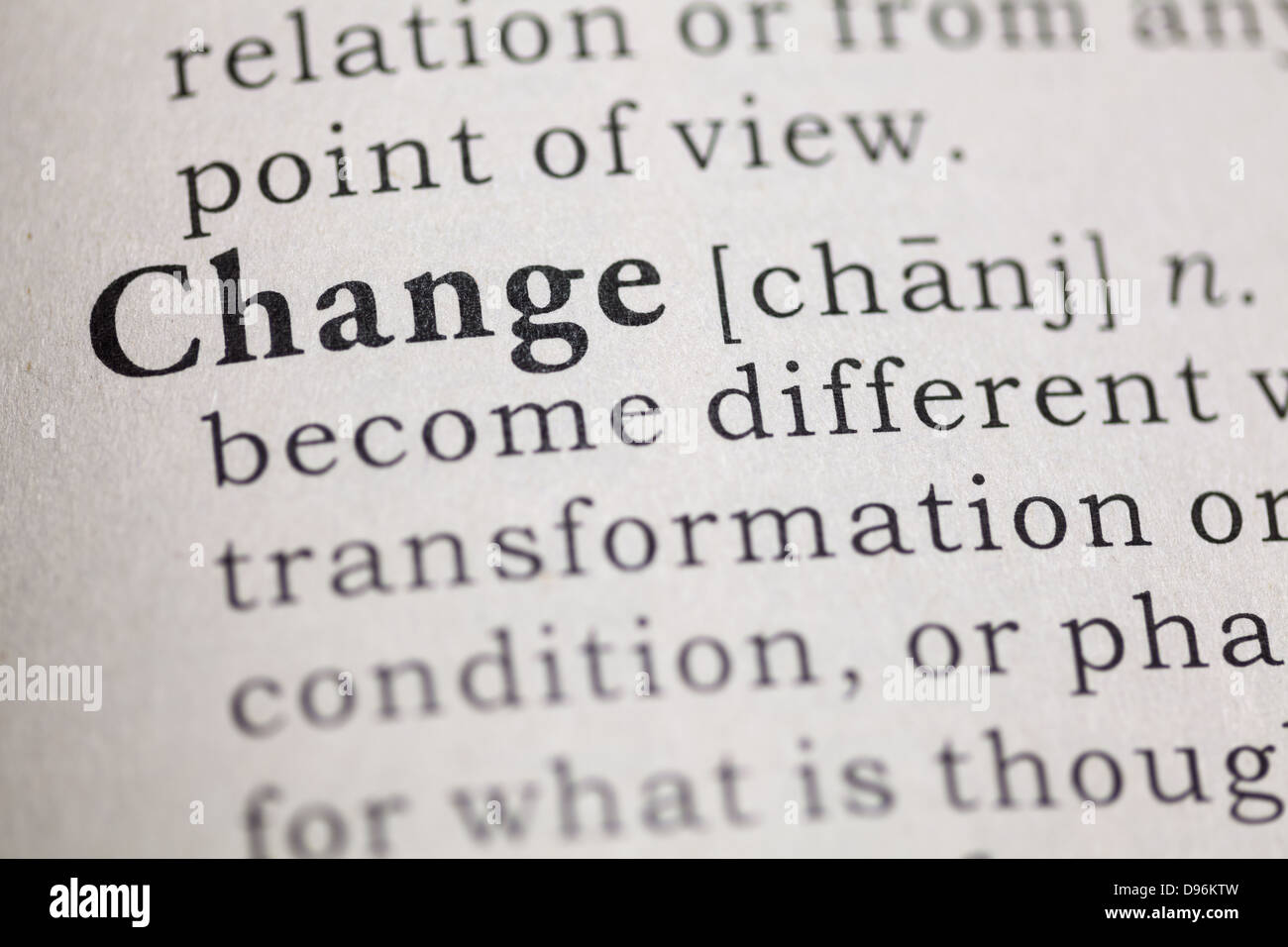 Dictionary definition of the word change Stock Photo - Alamy