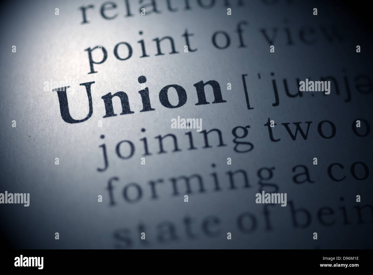 Dictionary definition of the word Union Stock Photo - Alamy