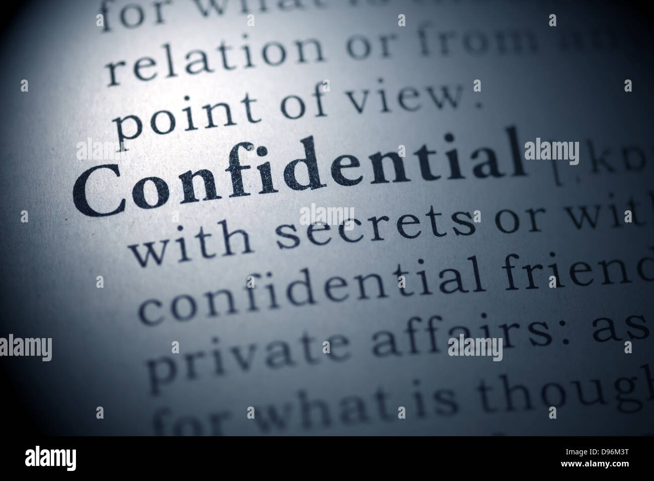 Dictionary definition of the word confidential Stock Photo - Alamy