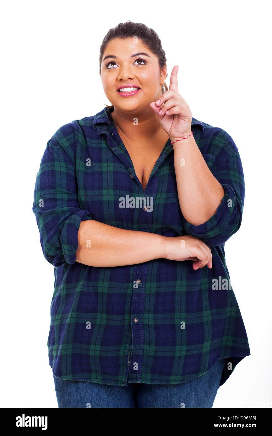 Young fat woman looking happy hi-res stock photography and images - Alamy