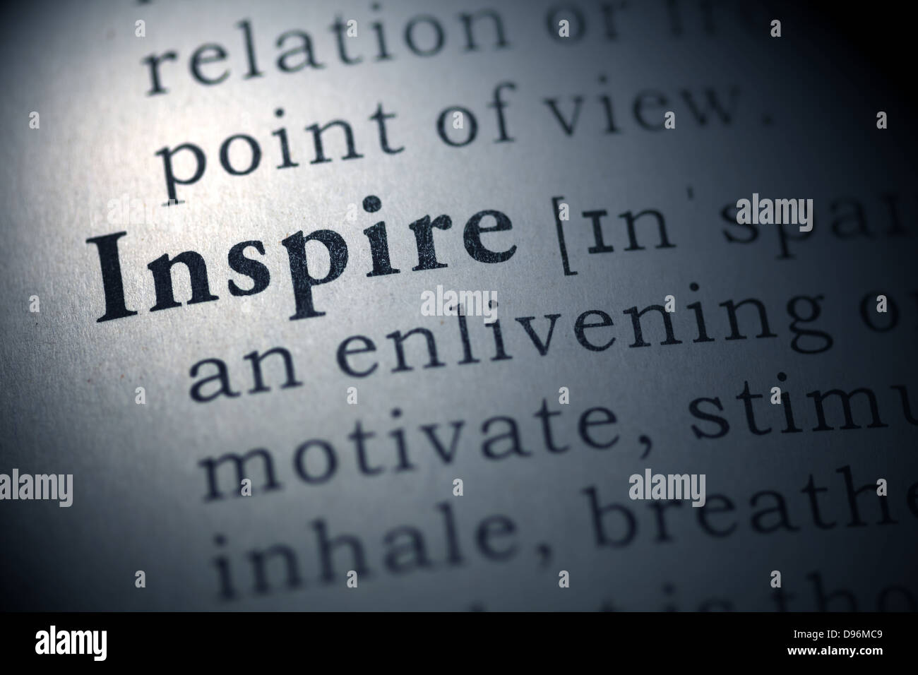 Dictionary definition of the word Inspire Stock Photo - Alamy