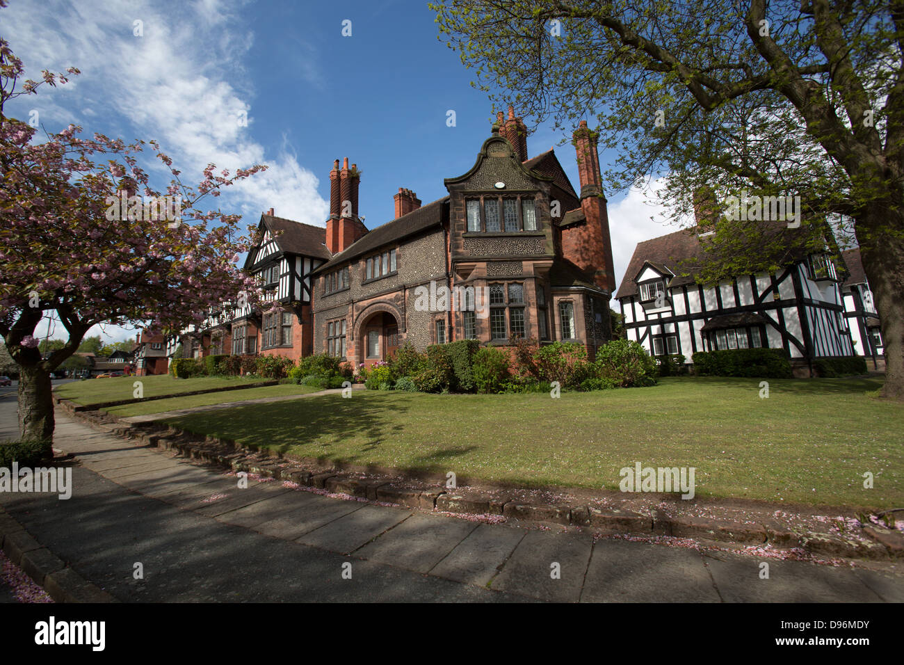 Village of Port Sunlight, England. Picturesque view of houses at the ...