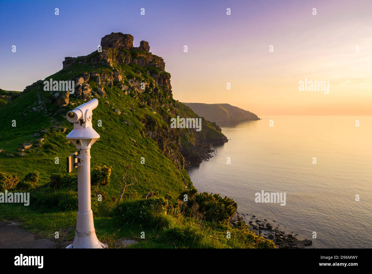 Valley of the Rocks and Wringcliff Bay at sunset in Exmoor National ...