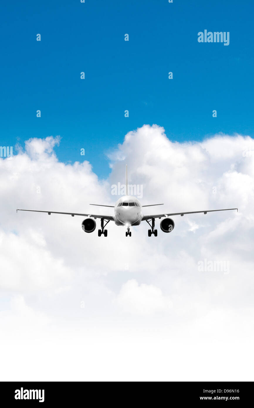 Airplane prepare for landing Stock Photo - Alamy