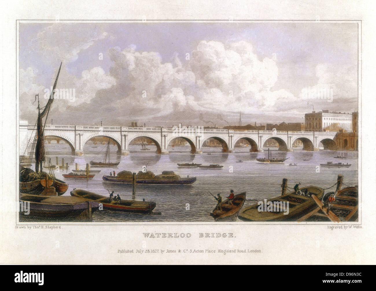 Waterloo Bridge, London, across the Thames. Built by John Rennie (1761 ...