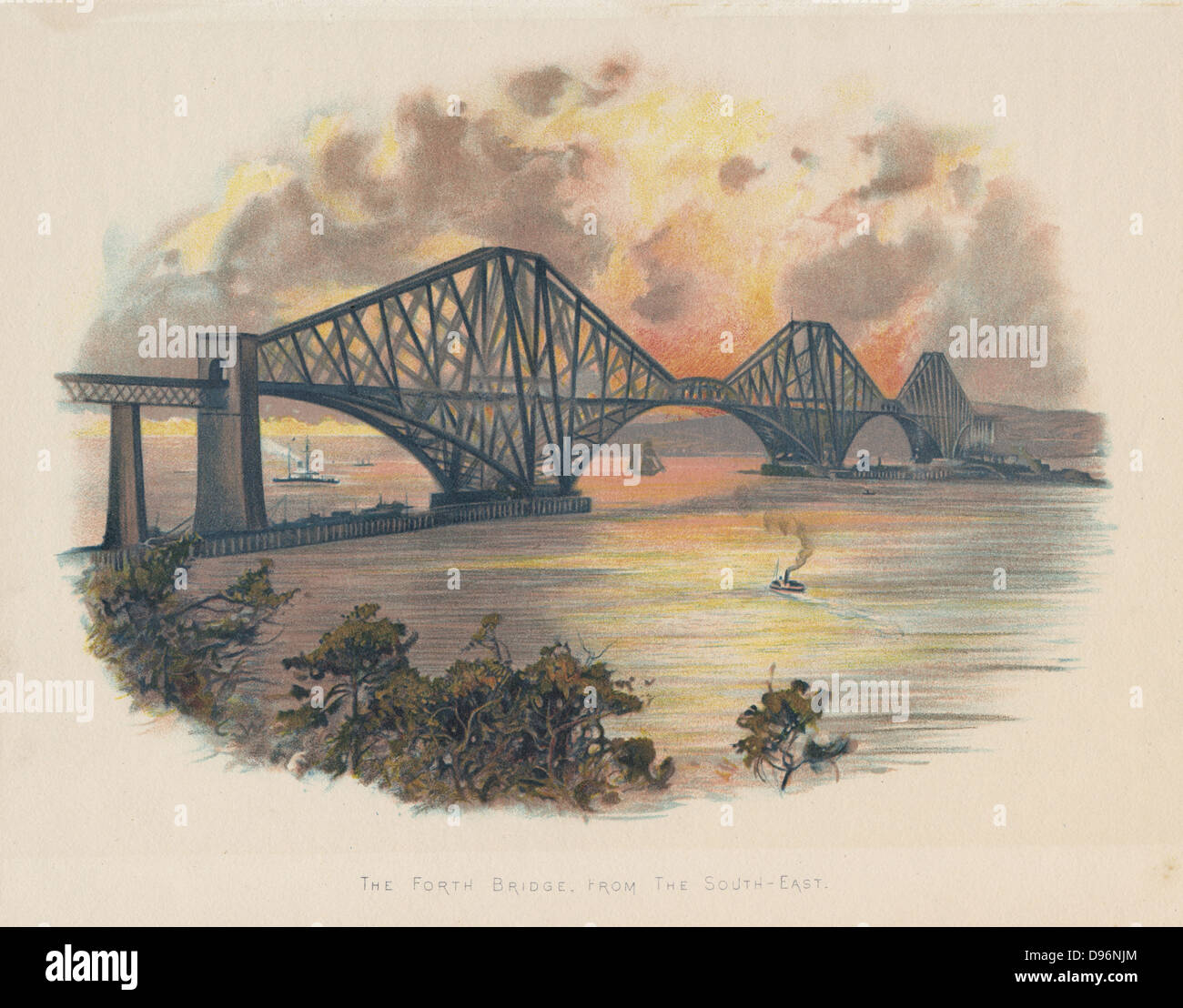 Forth Railway Bridge from South-East, c1890, Scotland. This bridge ...
