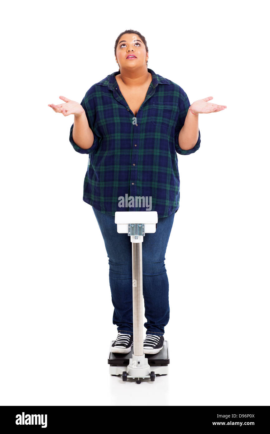 overweight woman on a scale Stock Photo - Alamy