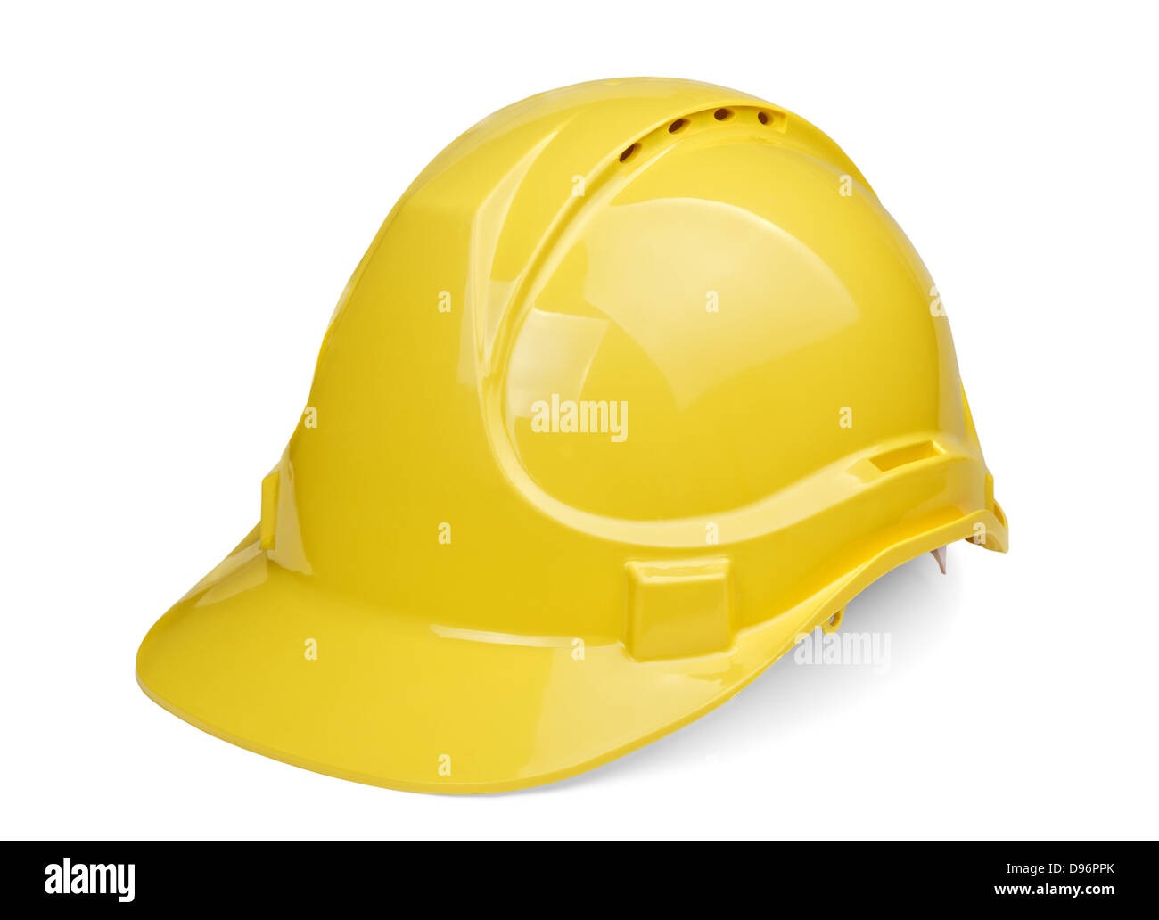Yellow construction and industrial helmet isolated on white background ...