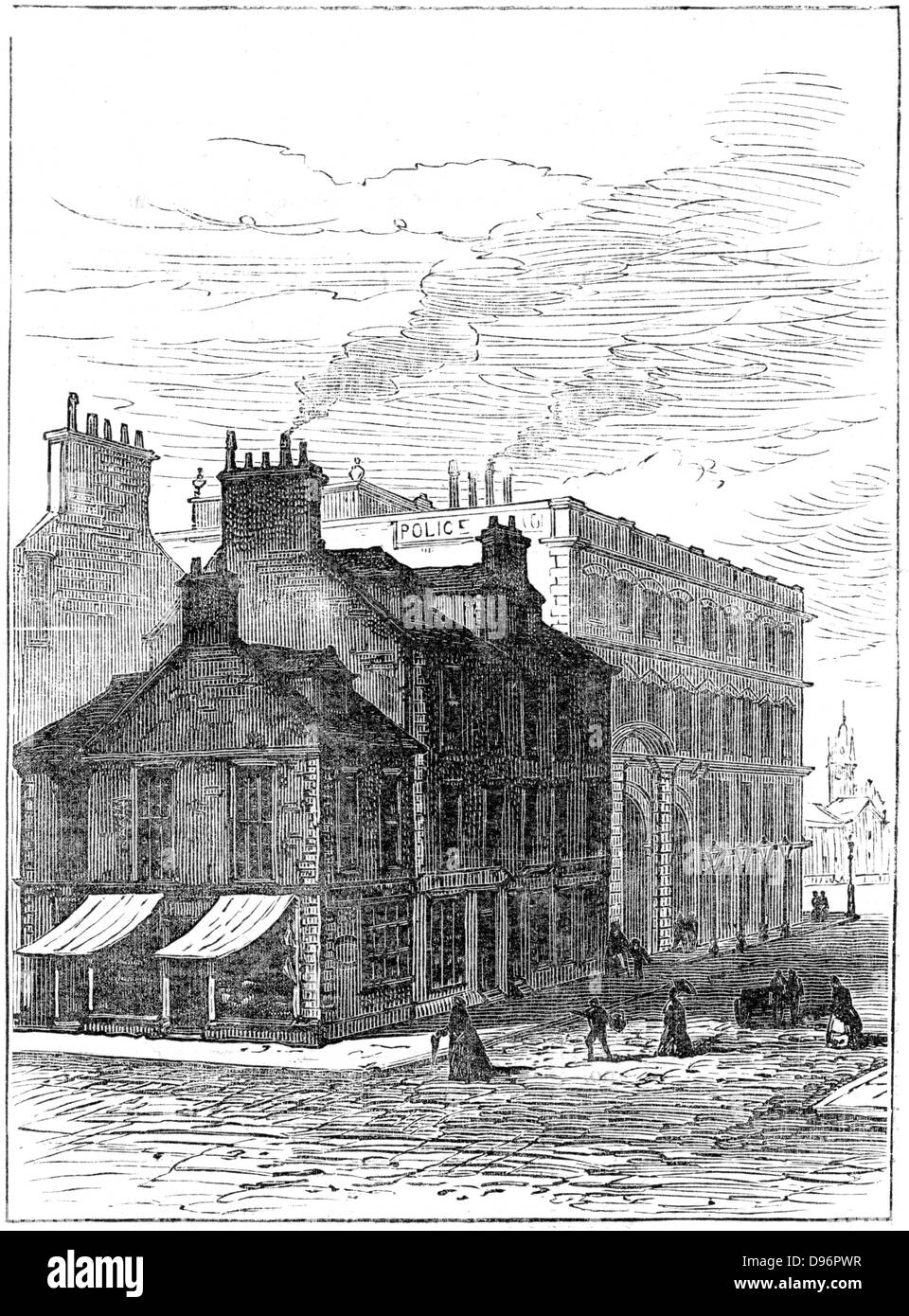 Birthplace of James Watt shortly before it was demolished in 1887. Watt ...