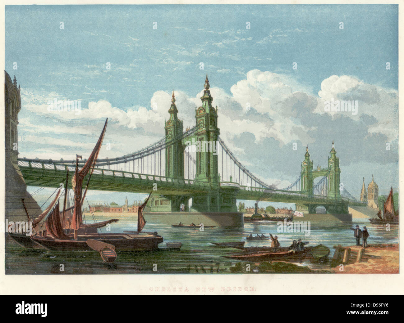 Chelsea Bridge, London. Suspension bridge over the Thames, opened in ...