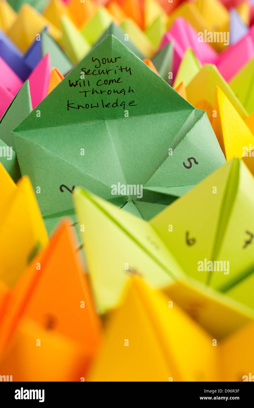 Multicolored cootie catchers, origami fortune teller with numbers and ...