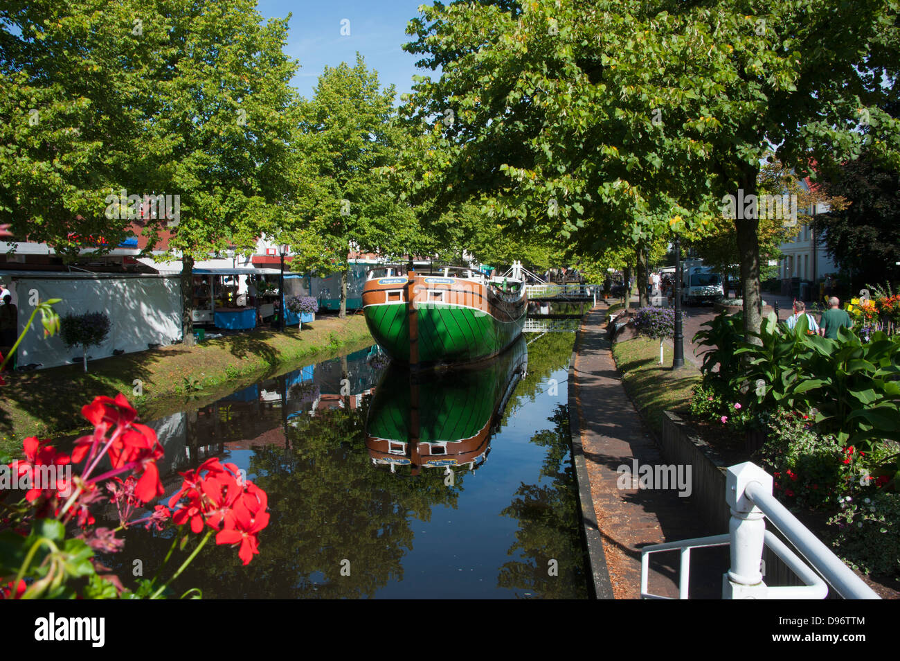 Ship Margaretha of Papenburg on canal Papenburg Lower Saxony Germany ...
