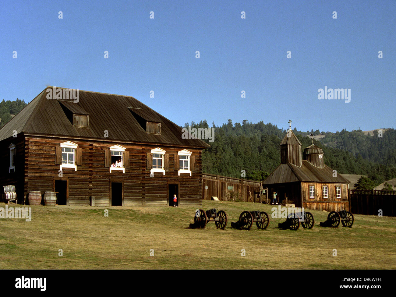 tourists visit historic fort Ross California former Russian fort Stock ...