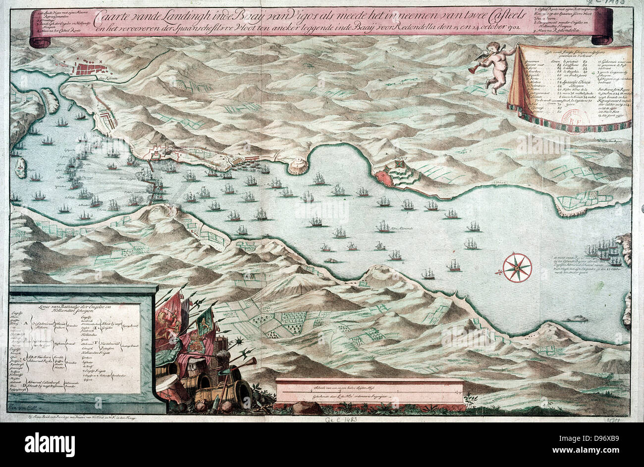 Battle of Vigo Bay, Spain, 12 October 1702. Spanish treasure fleet ...