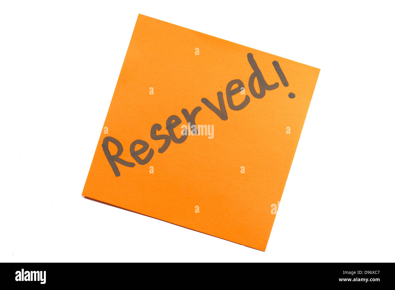 Sticky note with text "Reserved Stock Photo - Alamy