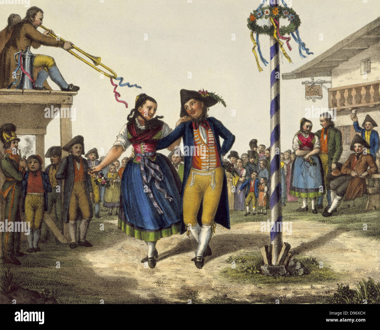 Maypole dance couple hi-res stock photography and images - Alamy